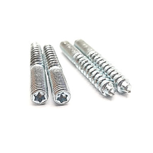 Haozheng Hanger Bolt M6x50 Silvery Double Headed Bolt Self-Tapping Screw for Furniture 12Pcs