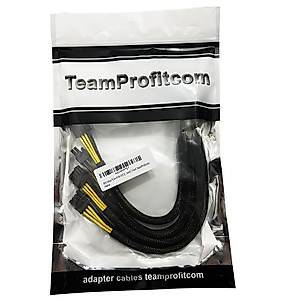 TeamProfitcom 16 AWG GPU VGA PCI-e 8 Pin PCI Express Graphics Video Card GPU VGA 8 Pin Female to Dual GPU 8(6+2) Pin Male Sleeved Splitter Power Extension Cable 12-inches (2 Pack)