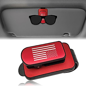 Sunglass Clip for car Visor, Multi-Function Ticket Card Clip, Automotive US Flag Car Accessories Ticket Card Glasses Clip for Car SUV Truck (Black/Red)
