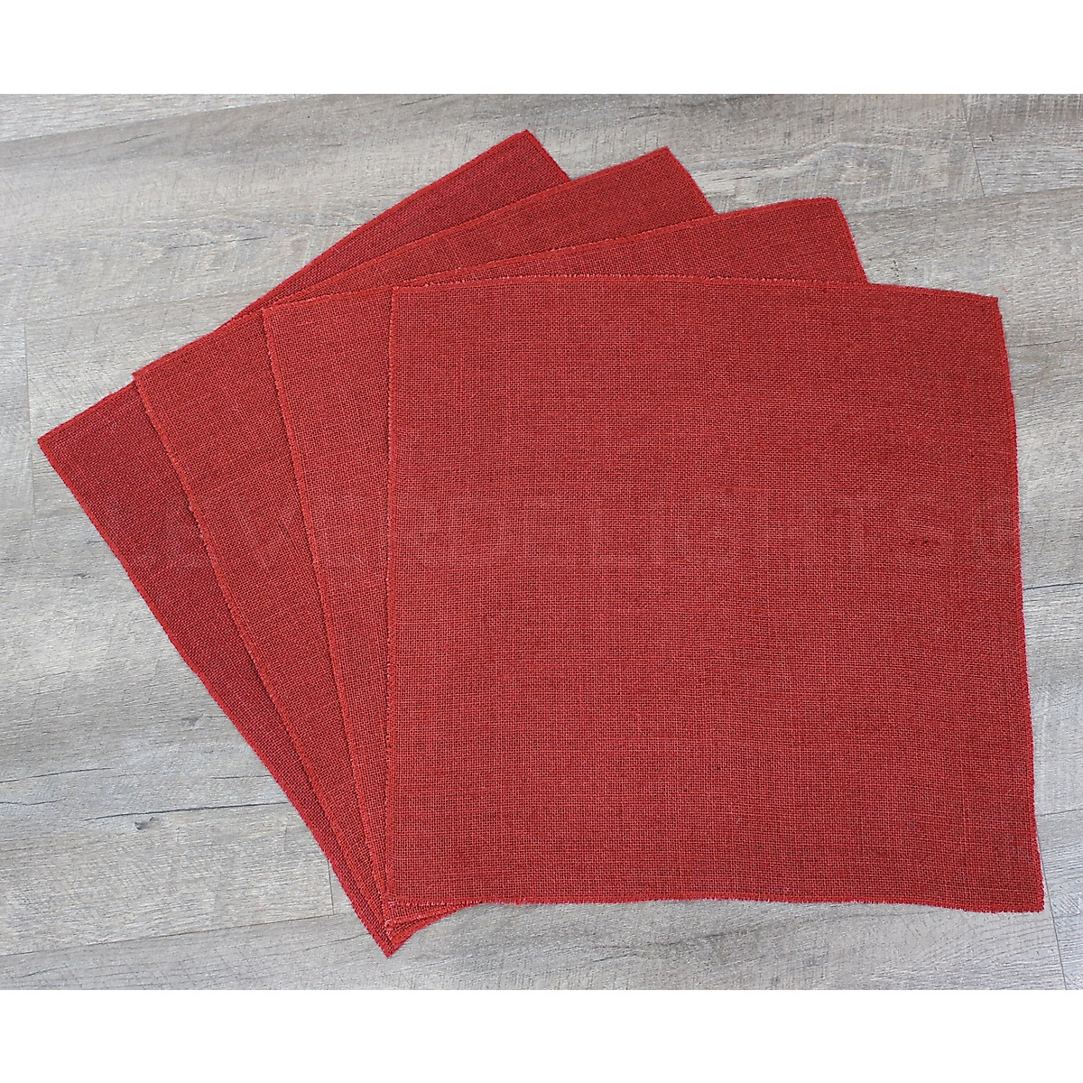 CleverDelights 20 Inch Red Burlap Squares - 12 Pack - Jute Burlap Fabric - Finished Edges - 20" x 20"