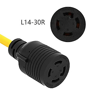 Nema 5-15P male L14-30R Female Power Adapter Cord,Household 15Amp to Generator Lock In 30Amp Adapter Cord,STW 12AWG Length= 28CM
