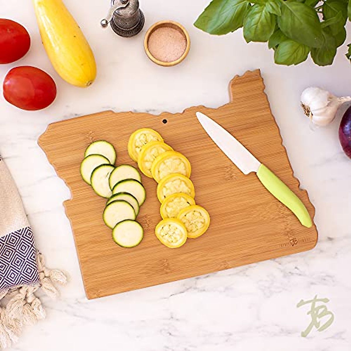 Totally Bamboo Destination Oregon State Shaped Serving and Cutting Board, Includes Hang Tie for Wall Display