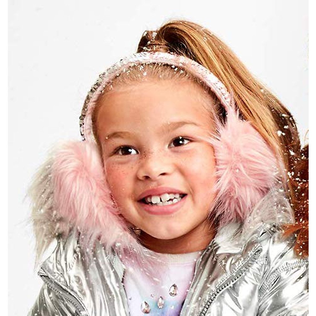 Earmuffs Girls Earmuffs in Plush and Flip Sequin Design(Pink, M)