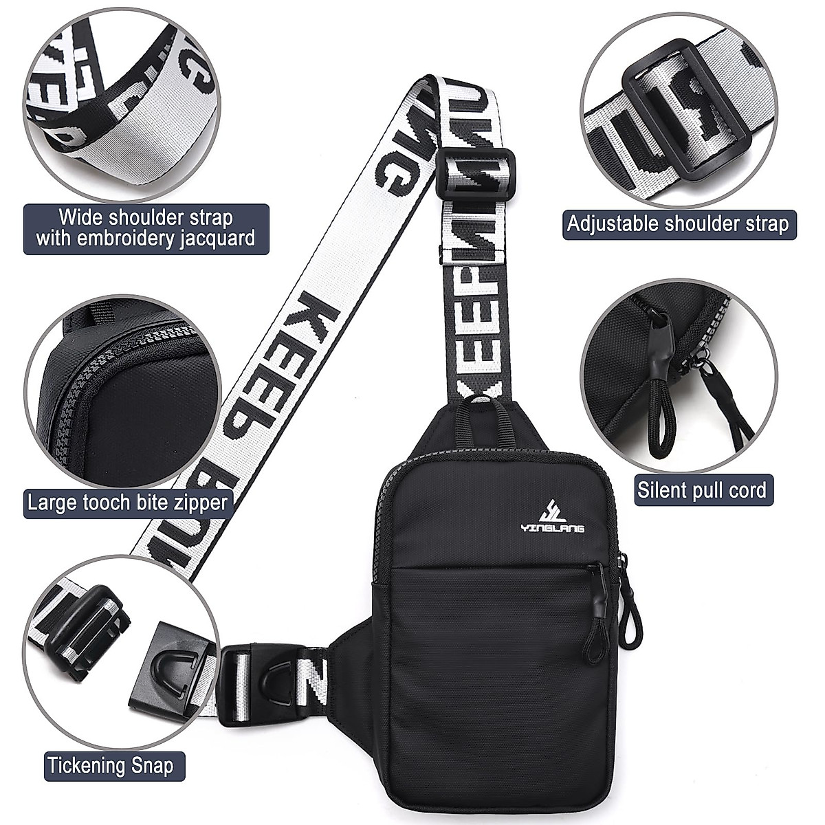 Mini Sling Bag for Women Men Small Crossbody Bag Shoulder Backpack Fanny Packs Casual Phone Chest Bag for Travel Hiking Personal Pocket Bag