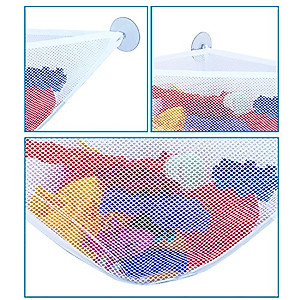 Bath Toy Storage Bath Toy Holder With 3 Strong Suction Cups - Bathtub Toys Net Holder Organizer - Corner Shower Caddy Bag For Kids And Toddlers - Bathroom Hanging Mesh Basket For Baby Boys And Girls