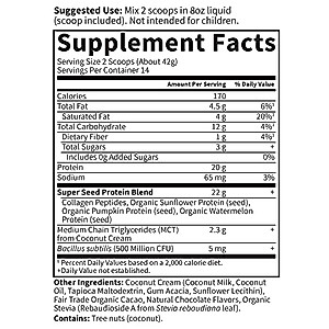 Garden of Life Grass Fed Collagen Protein Powder - Chocolate, 14 Servings, Collagen Powder for Joints Mobility Muscle Repair, Collagen Peptides Super Seeds Coconut MCTs, Keto Collagen Supplements