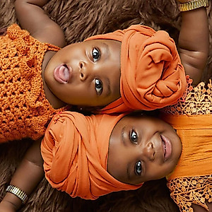 Jelyne 6 Packs Headwraps for Black Women Long Stretch Jersey Head Wrap Hair Scarf Solid Color African Fashion Headwrap