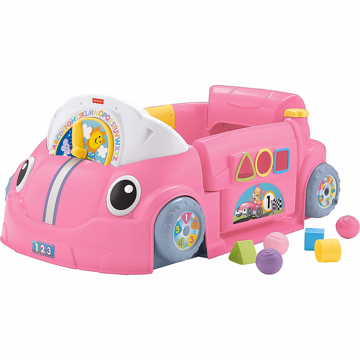 Fisher-Price Baby Learning Toy Laugh & Learn Crawl Around Car Activity Center with Smart Stages for Infants Ages 6+ Months, Pink (Amazon Exclusive)