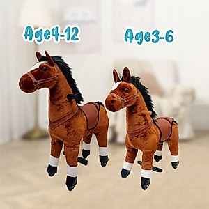 Ride-On Horse,Toy Horse,Riding Horse,No Battery,No Electricity,Mechanical Pony Brown,Ride On Real Walking Horse for Children 4 to 12 Years Old or Up to 165.34 Pounds-187.39 Pounds,Large,Brown (Brown)