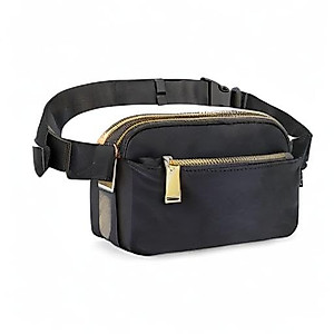 ZORFIN Fanny Packs for Women Men, Black Crossbody Fanny Pack, Belt Bag with Adjustable Strap, Fashion Waist Pack for Outdoors/Workout/Traveling/Casual/Running/Hiking/Cycling (Black)