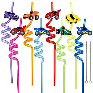 26 Packs Truck Drinking Straws For Car Themed Birthday Party Decor Supplies Reusable Straws For Truck Party Goodie Bags Gifts For Boy Kids Truck And Car Party Baby Shower Classroom Reward School Prize