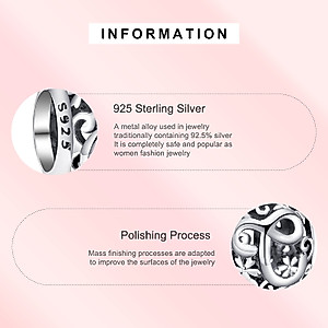 EZ Tuxedo Letter C Charms 925 Sterling Silver Alphabet Bead for Bracelets Spell Your Word