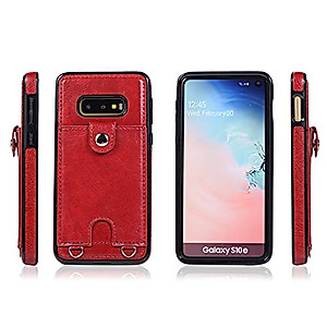 Jaorty PU Leather Wallet Case for Samsung Galaxy S10e Necklace Lanyard Case Cover with Card Holder Adjustable Detachable Anti-Lost Neck Strap Case for Samsung Galaxy S10e,Gold