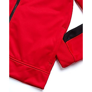 Fila Boys' Tracksuit Set - 3 Piece Short Sleeve Athletic Shirt, Tricot Jacket, Jogger Sweatpants for Toddlers & Boys (2T-16), Size 10-12, Racing Red