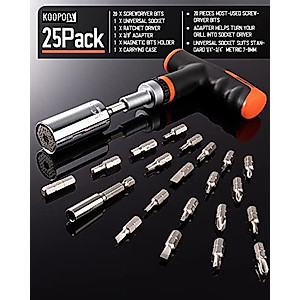 KOOPOOL Universal Socket Tool Set (1/4"-3/4") 25-Piece (A) with Magnetic Pickup Tool Set 5-Piece (B)