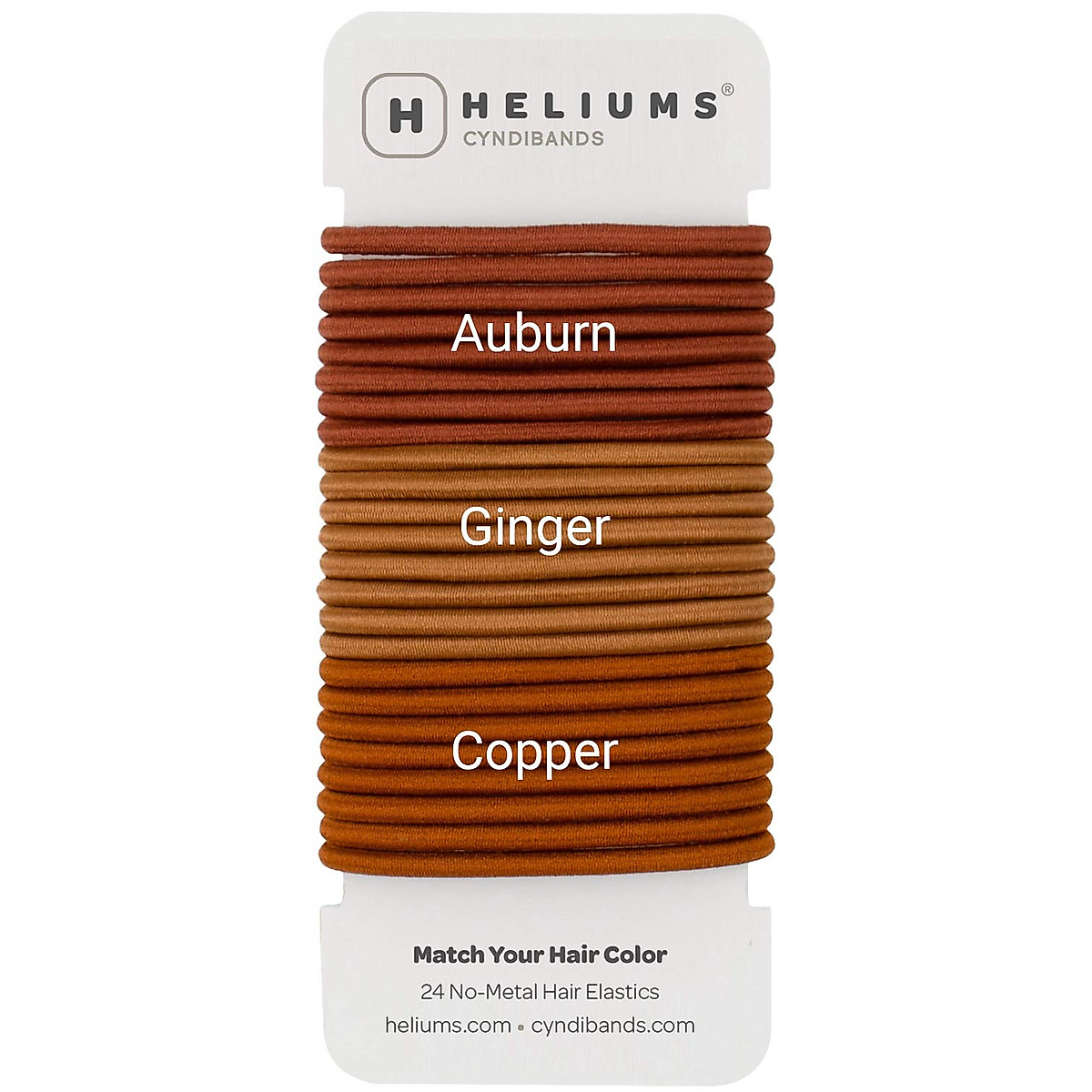 Cyndibands Hair Ties for Red Hair- 4mm Elastic Ponytail Holders - Match Your Hair Color Bands - 24 Count (Redheads - Auburn, Ginger, Copper)