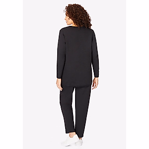 Woman Within Women's Plus Size Fleece Sweatshirt Set - 2X, Chocolate