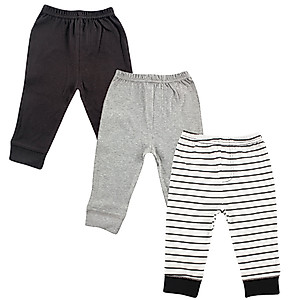 Luvable Friends baby boys Cotton Pants, Black Stripe 3-pack, 3T US