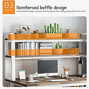 QQXX Computer Desk with Hutch and Bookshelf,47 inch Large PC Table with Metal Legs,Home Office Table Desk with Storage Shelves,Study Writing Workstation,Easy Assemble,White,31x20x29inch