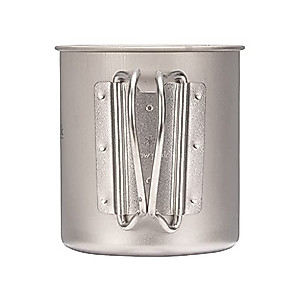 Snow Peak Ti-Single 450 Cup - Lightweight & Compact Titanium Cup with Foldable Handles - D 3" H 3.2"