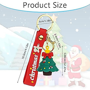 Amaxiu Christmas Keychain, Cute Christmas Tree PVC Key Chain Cartoon Xmas Theme Silicone Wristlet Keyring for Girls Women Handbag Schoolbag Pendant Party Decoration (Christmas Tree)