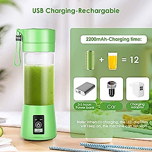 Portable Blender, Personal Mini Blender with 380ML for Smoothies and Shakes, USB Rechargeable Blender for Home, Kitchen, Office, Travel, Gym, Picnic