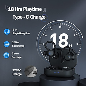 Orange Wireless Earbuds with Earhooks Running Ear Buds Bluetooth Workout Headphones in Ear Noise Cancellling Adjustable Small Mini Sleep Earphones with Mic Stereo Waterproof Android Headset for Sport