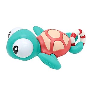 NEXTAKE Pull String Baby Bath Toy Pull & Go Turtle Cute Swimming Turtle Windup Clockwork Bathtub Toy for Toddlers