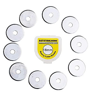 AUTOTOOLHOME 18mm Rotary Cutter Blades 10 Pack Replacement Rotary Blades Cutting Fabric Paper Quilting Scrapbooking Sewing Patchwork Tool