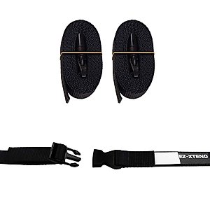 EZ-Xtend Adjustable Boat Cover Tie Down Straps w/Delrin Quick Release Buckles - Heavy Duty 1" Polyester Webbing 4500 lb Break Strength - 250 lb QR Buckle - Boat Accessories - 2 Pack (12 Feet, Black)