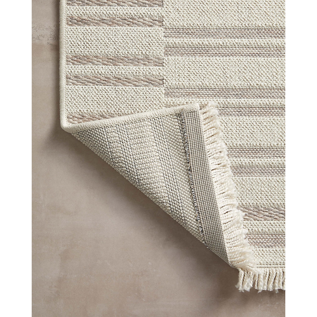 Loloi Amber Lewis x Loloi Malibu Collection MAB-03 Tan / Ivory, 11'-4" x 15', Indoor/Outdoor, Area Rug