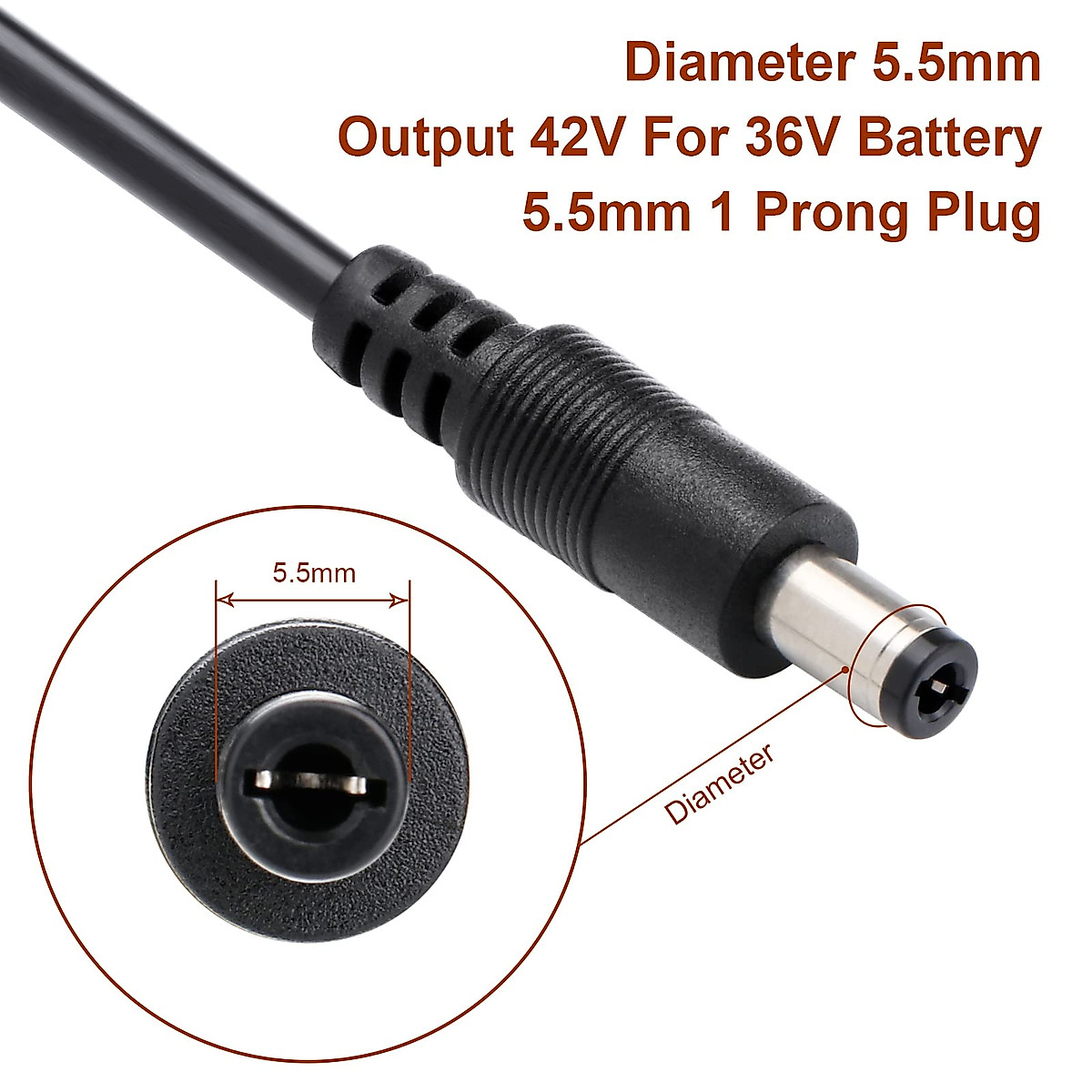 Cupinyo Upgraded 42V Charger 1 Prong Fast 2A for 36V Lithium Ebike Escooter, Compatible with 36 Volt gotrax Electric Bike Scooter Charger