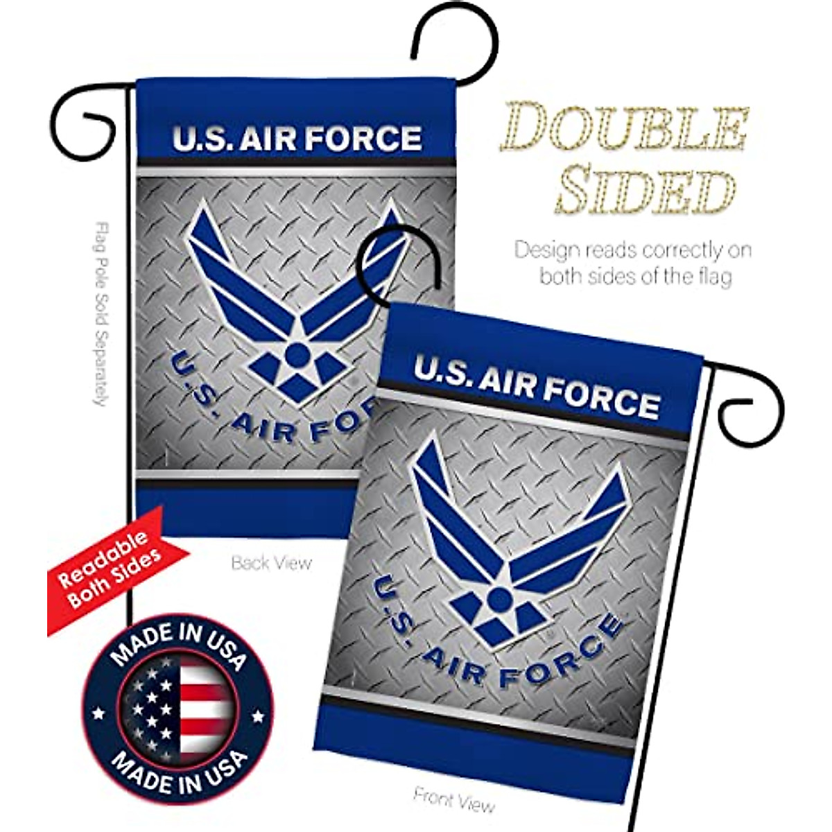US Air Garden Flag Armed Forces USAF United State American Military Veteran Retire Official House Decoration Banner Small Yard Gift Double-Sided, 13"x 18.5", Made In USA 13 X 18.5