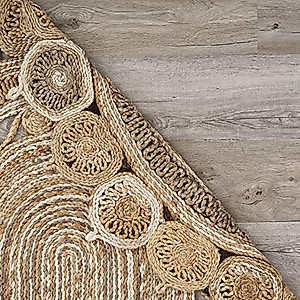 LR Home Natural Jute Area Rug 5'7" Oval Bleach Gray