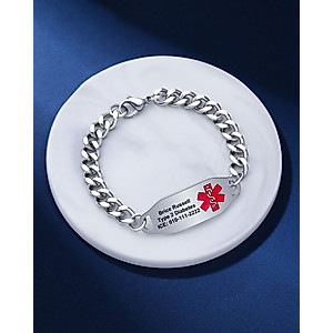 JF.JEWELRY Customized Medical Alert Bracelets for Women | Women's Stainless Steel Medical ID Bracelet | Allergy Medical Alert Bracelet | Free Engraving