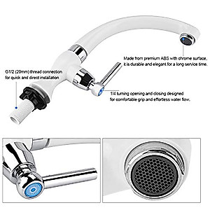 Plastic Tap,Bathroom Kitchen Sink Faucet ABS Plastic Single Handle Bar Faucet Cold Water Faucet Water Tap for Kitchen Sink Bathroom Basin Bathtub Mop Pool G1/2(Straight Handle)