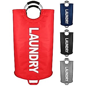 Neatkeep Extra Large Laundry Bags for Heavy-Duty Use with Aluminum Handles, Collapsible Fabric Laundry Basket, Foldable Clothes Bag, (Red)