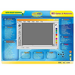 Tech Kidz My Exploration Toy Laptop Educational Learning Computer, 80 Challenging Learning Games and Activities, LCD Screen, Keyboard and Mouse Included (Blue), Ages 5+