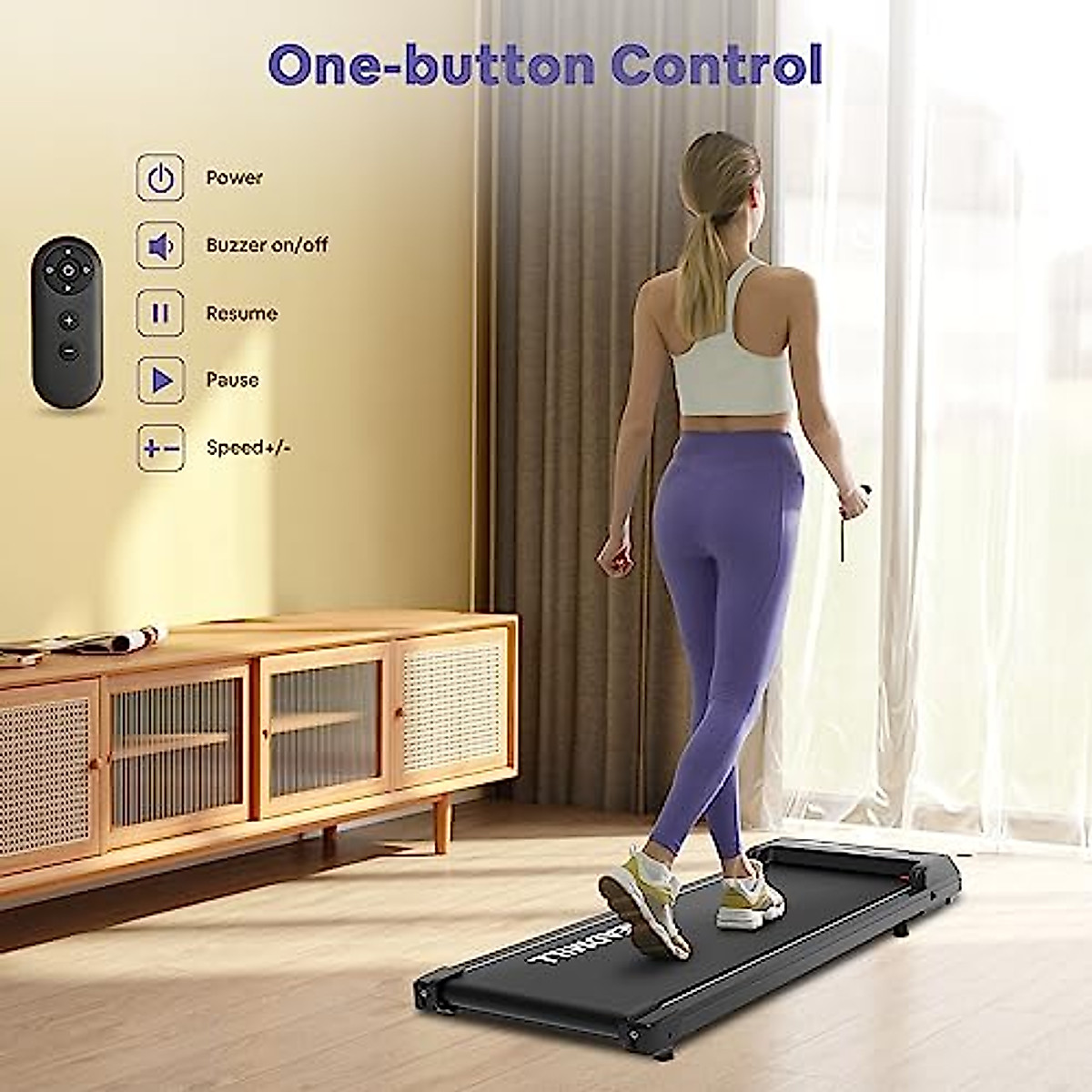 Rellysport Under Desk Treadmill, Walking Pad for Home/Office, Portable Walking Treadmill 2.25HP, Walking Jogging Machine with 265 lbs Weight Capacity Remote Control LED Display