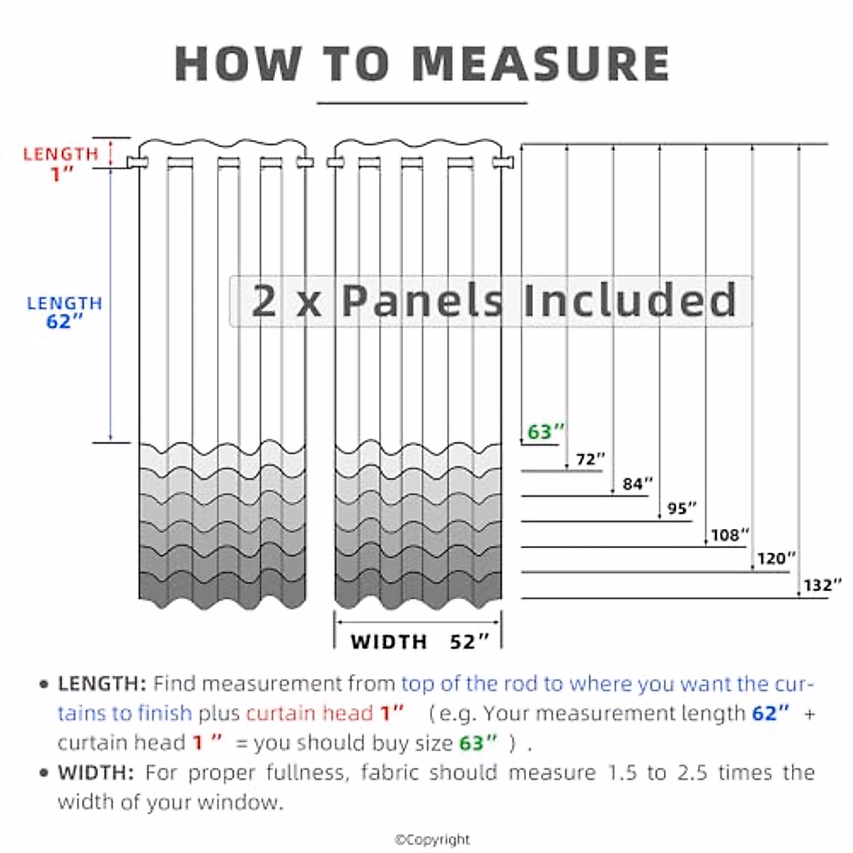 DIVA EN CAMINO DEC Outdoor Patio Curtain Waterproof Darkening Thermal Insulated Indoor Curtains for Bedroom, Porch, Living Room, Pergola, Cabana, W52 x L95, Royal Blue, Set of 2 Panels