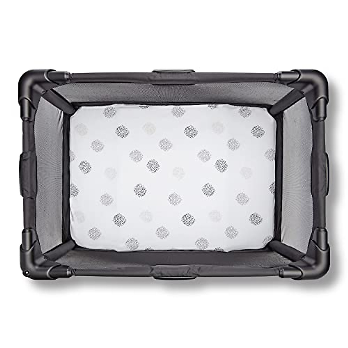 4moms Breeze Playard Sheets, for Baby Bassinets and Furniture, Machine Washable and 100% Cotton, White & Grey, 2 Pack