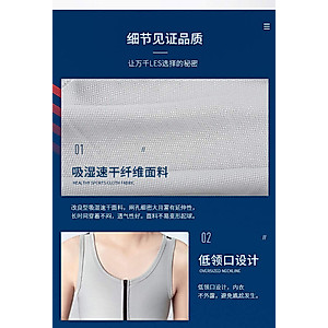 Chest Binder Zipper Up IceSilk Tank Top Vest for Tomboy Trans Lesbian(Gray,XL)