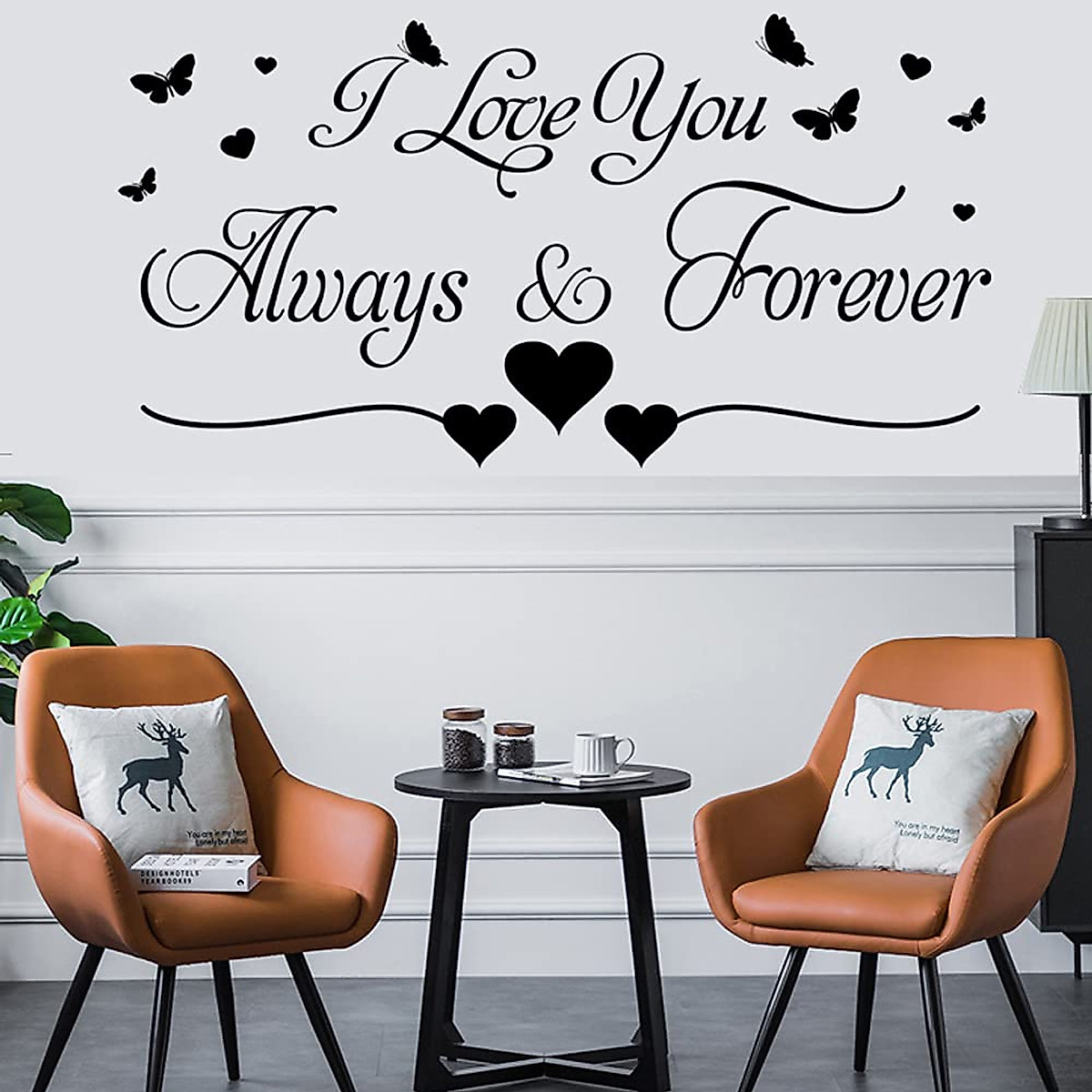 Black Vinyl Wall Decor I Love You Always & Forever Wall Sticker Home Wall Art Decor Wall Decals for Couple Bedroom Living Room Girls Room and The Kid's Room.