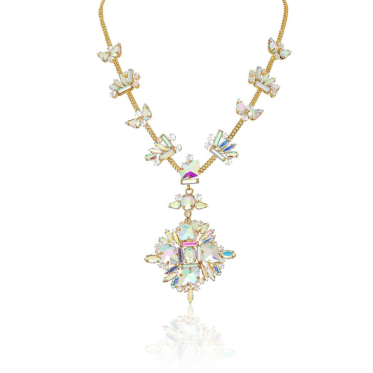 ELABEST Sparkly Rhinestone Necklace Cubic Choker Crystal Choker Trendy Pendant Dainty Wedding Bridal Bridesmaid Jewelry for Women (Silver)