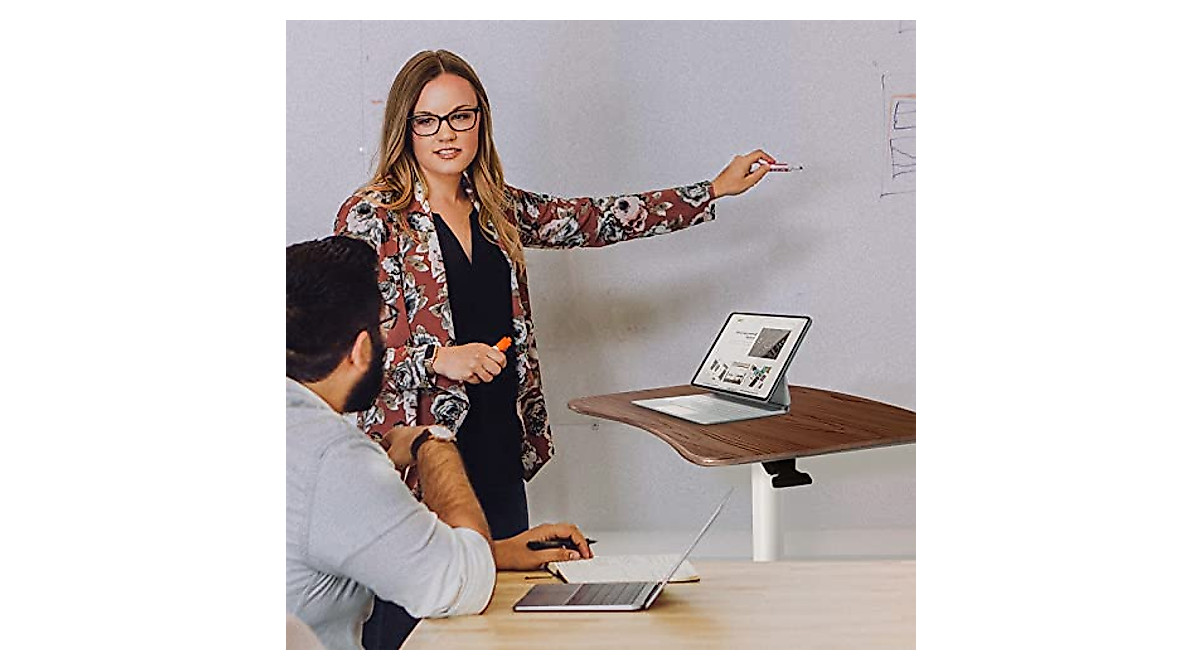 HAOOAH 47" Mobile Standing Desk - Adjustable Walnut Workspace