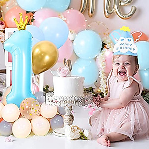 MJartoria Bundle 40 Inch Number Balloons with Crown with Birthday Party Hats 0-9 Big Size Happy Birthday Balloon Foil Digital Balloon for Birthday Party Wedding Anniversary Baby Shower Decorations