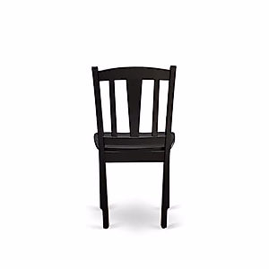 East West Furniture DLDL3-BLK-W 3 Piece Dining Room Furniture Set Contains a Round Kitchen Table with Dropleaf and 2 Dining Chairs, 42x42 Inch, Black