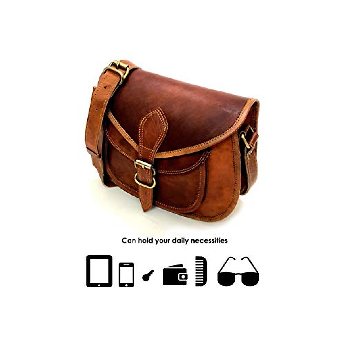 Firu-Handmade Women Leather Crossbody Bag for Women Satchel Ladies Purse Genuine Saddle Bag Leather Purses for Women Crossbody Bag Vintage Handmade Travel