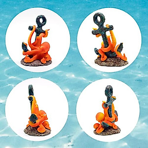 KOWVOWZ Octopus Sea Monster Fish Tank Decorations, Hand Painted Aquarium Decorations, Loved by Children, Underwater World Landscape Fish Tank Accessories, Orange (mirror series)