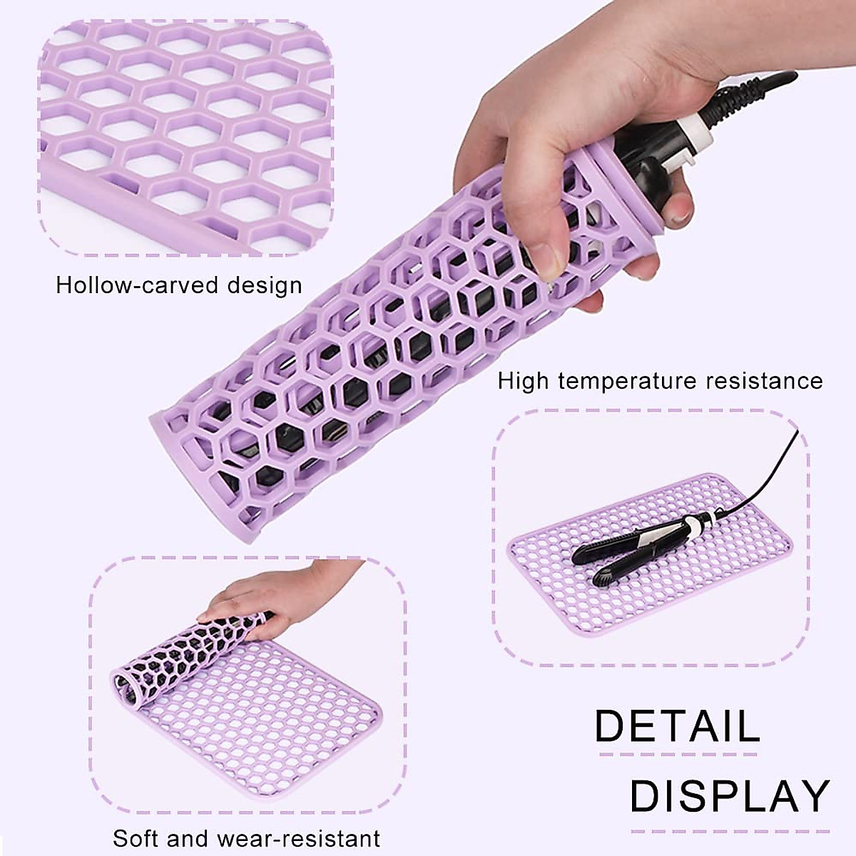 Large Heat Resistant Mat for Hair Styling Tools, Silicone Heat Pad for Curling Iron, Portable Travel Flat Iron Mat for Hair Straightener, Curler Wand, Hot Waver (Pink)